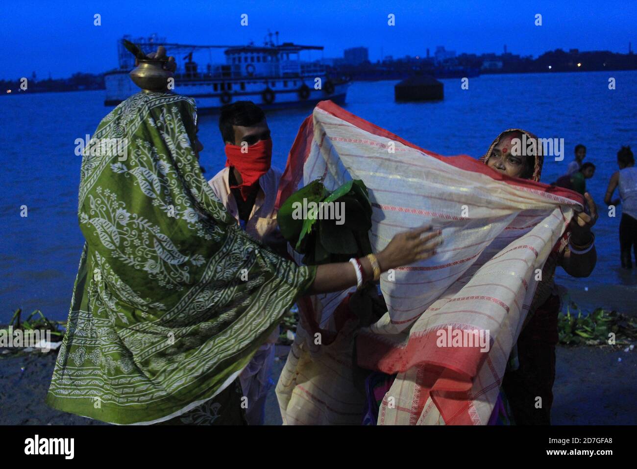 Kolkata, India. 23rd Oct, 2020. One of the first rituals of durga puja ...