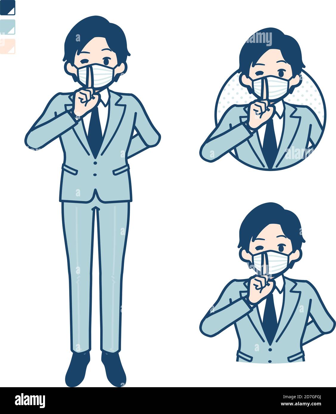 A young Businessman Wearing mask with be quiet hand sign images. It's ...