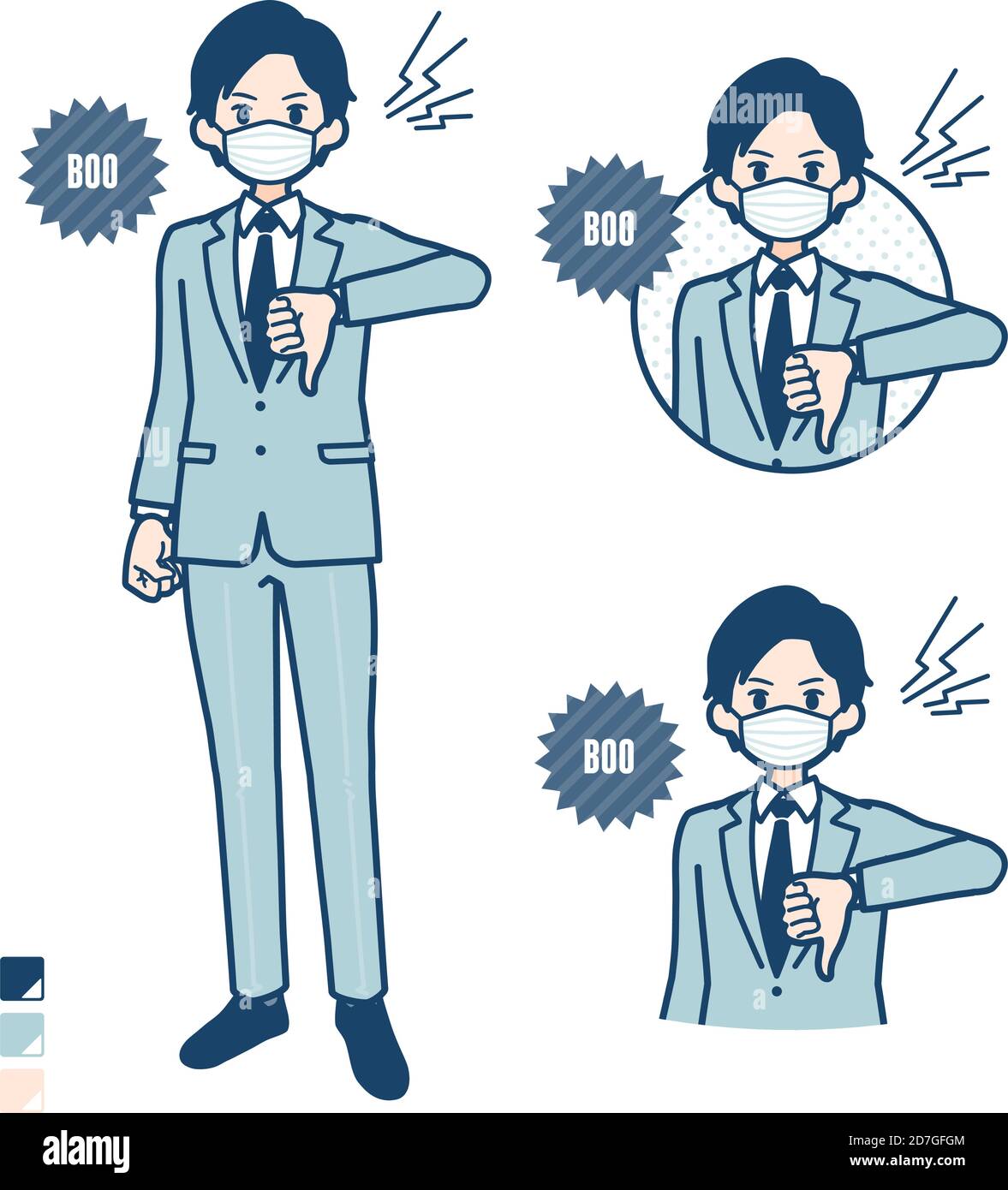 A young Businessman Wearing mask with Booing images. It's vector art so ...