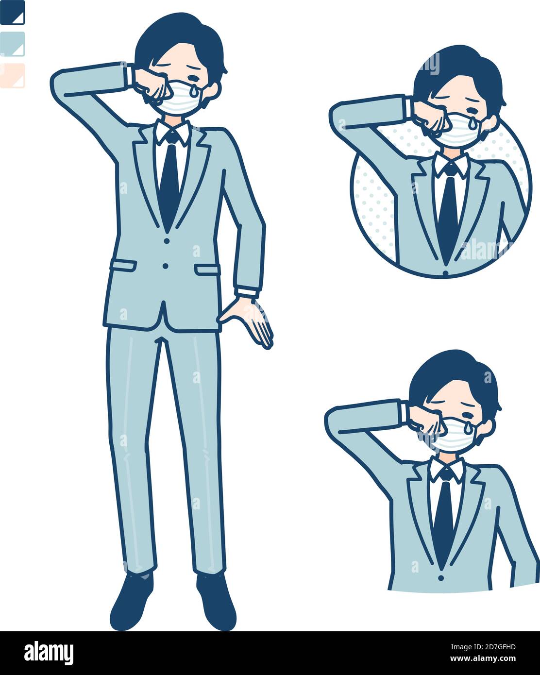 A young Businessman Wearing mask with cry images. It's vector art so it ...