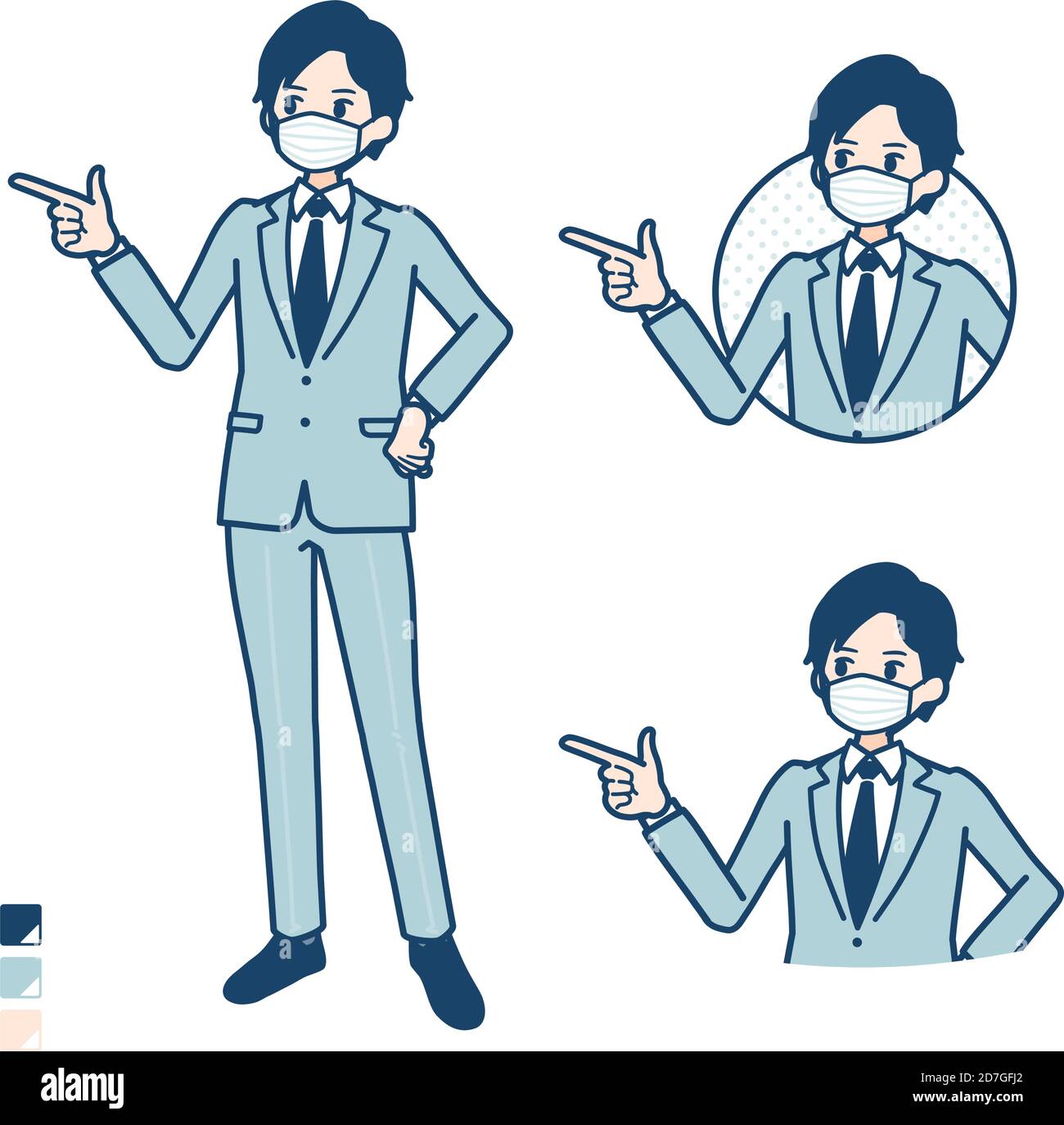 A young Businessman Wearing mask with Explanation Pointing image. It's ...