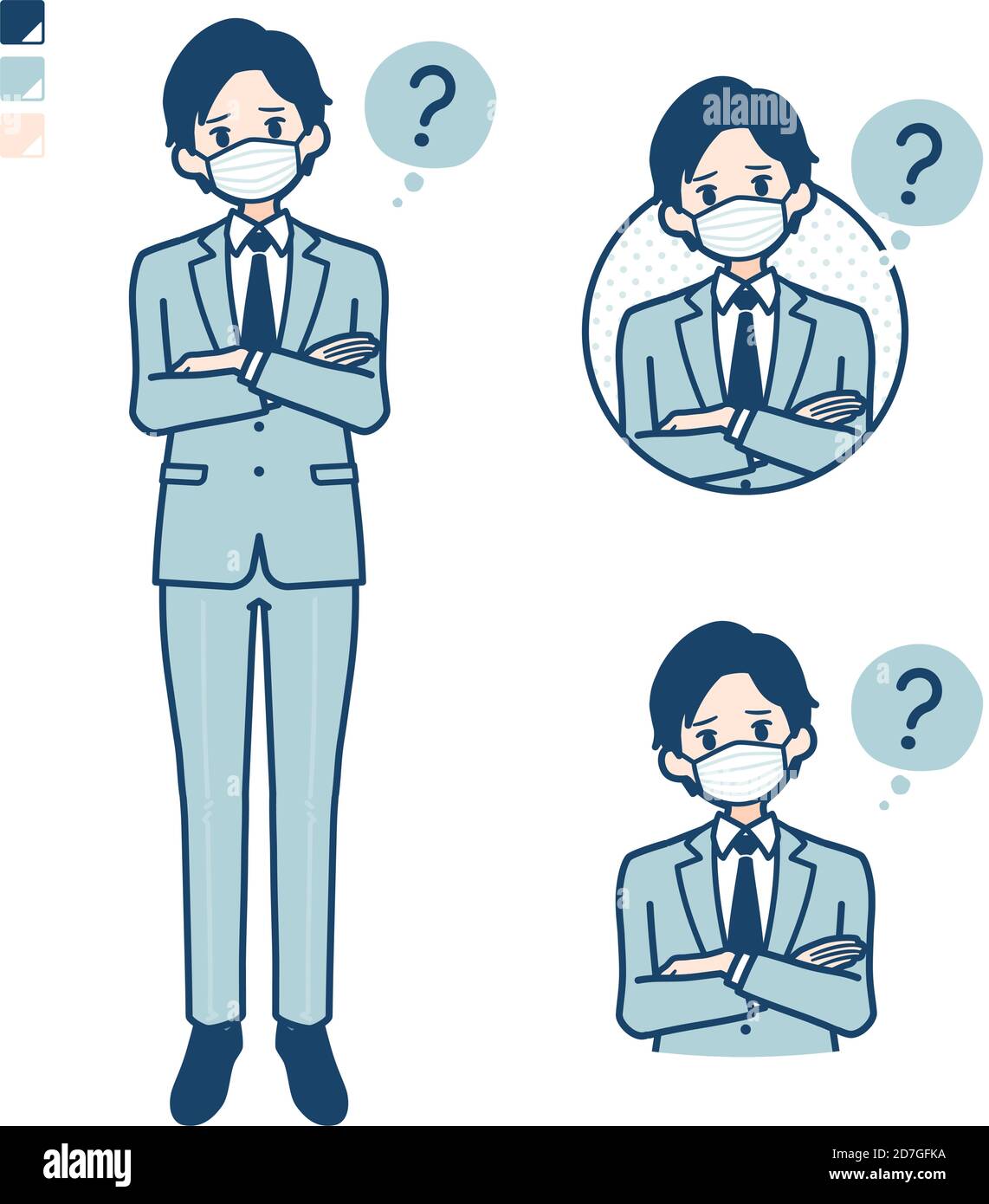 A young Businessman Wearing mask with Question images. It's vector art ...