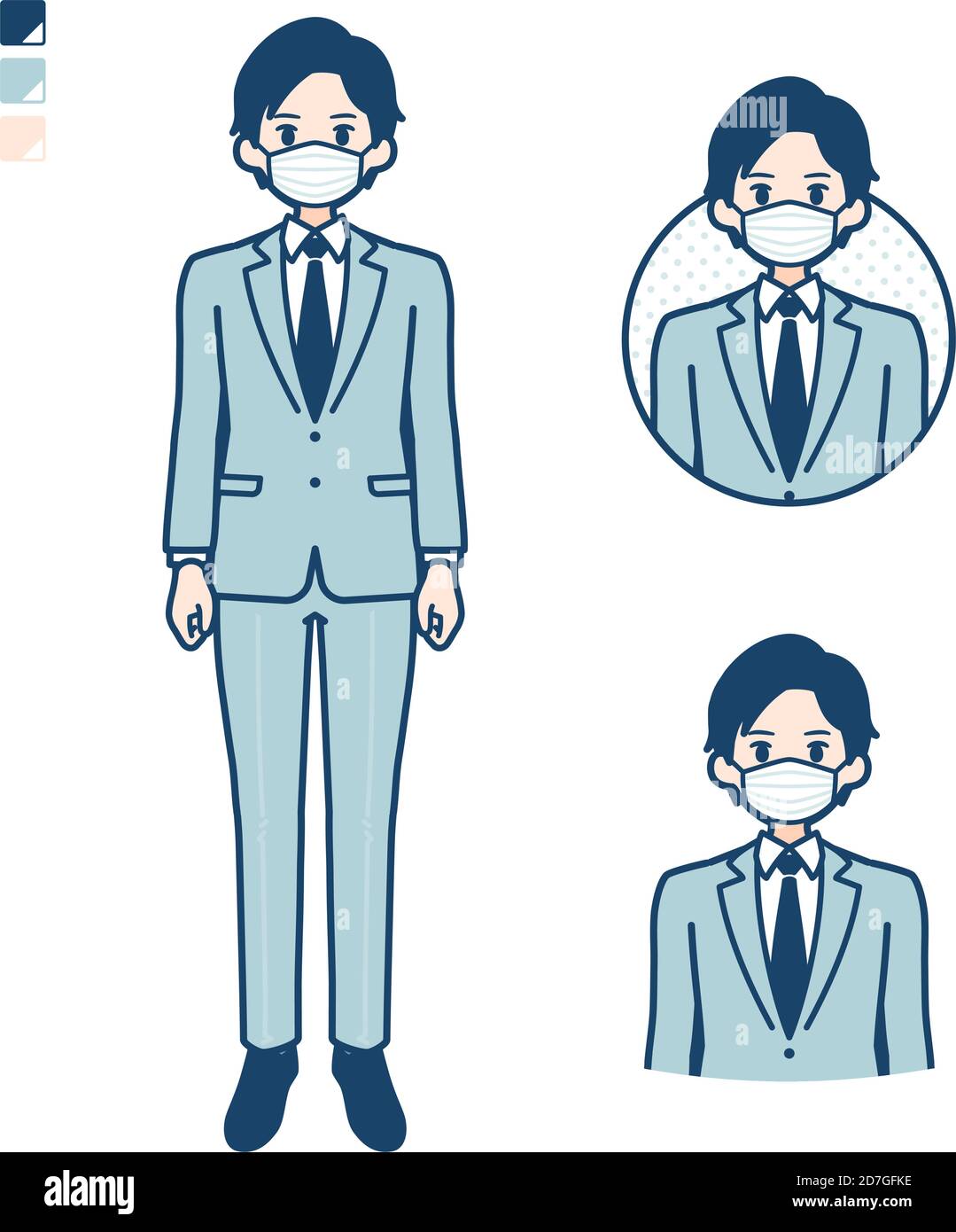 A young Businessman Wearing mask with Smiling images. It's vector art ...