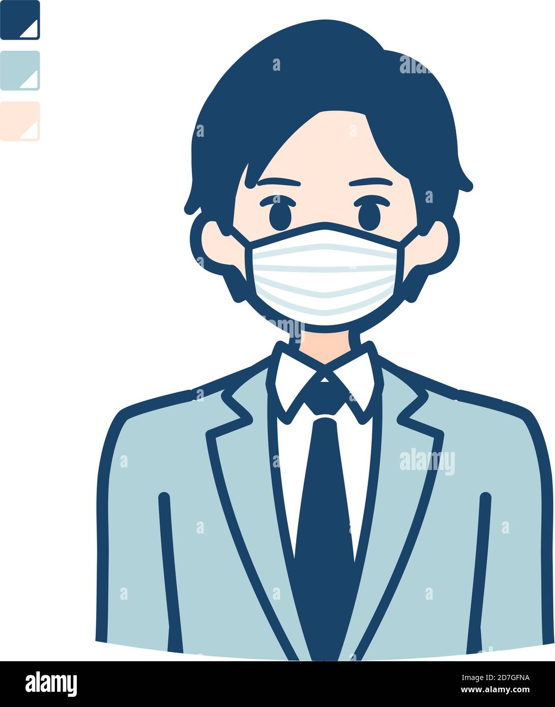 A young Businessman Wearing mask with upper body image. It's vector art ...