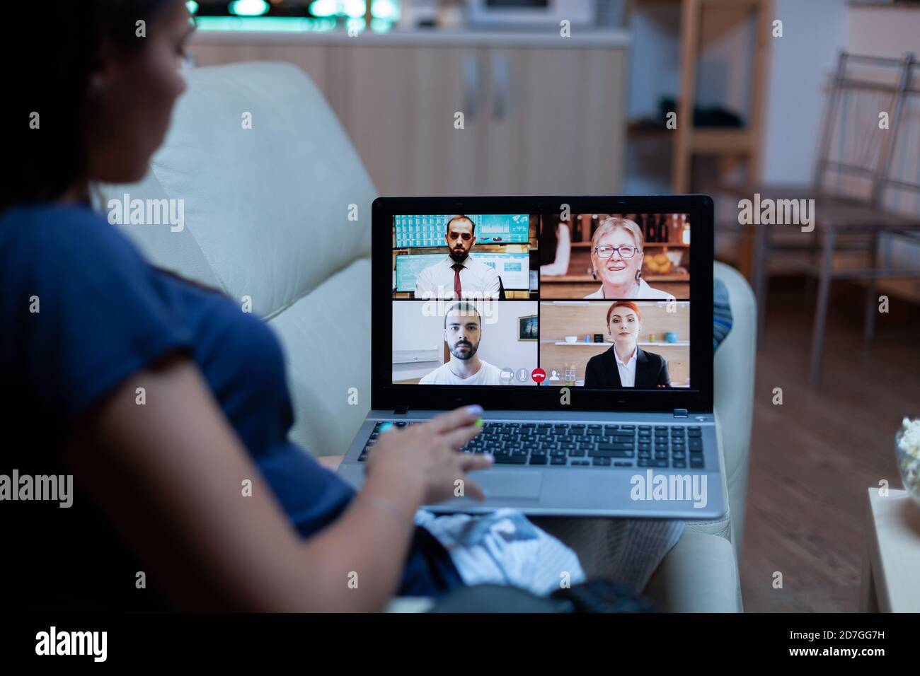Lady having online meeting partners hi-res stock photography and images ...