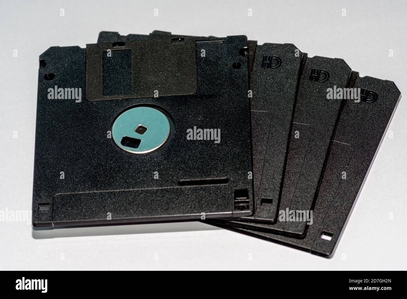 High angle shot of stacked floppy discs Stock Photo - Alamy