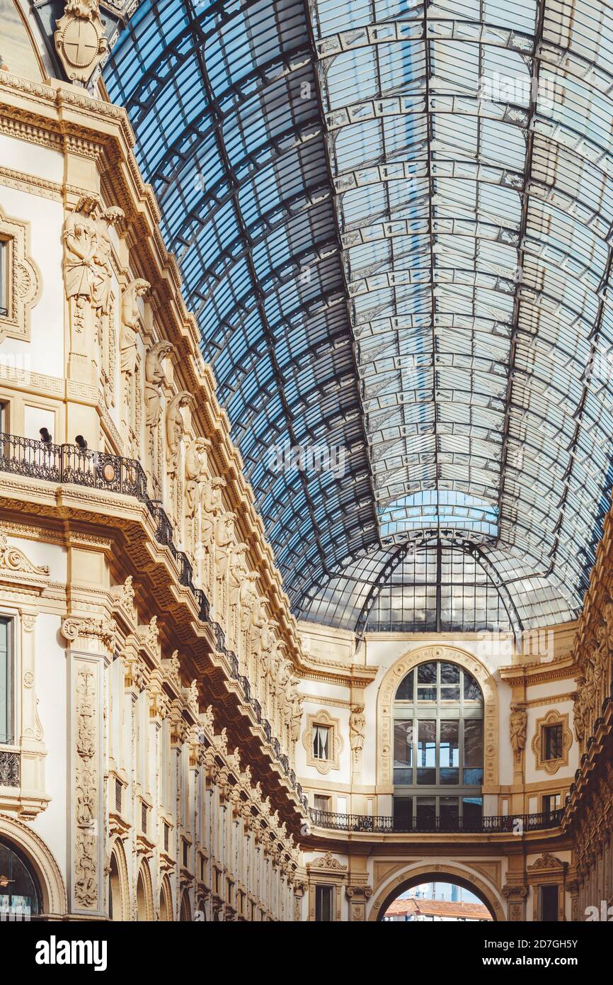 Galleria Vittorio Emanuele II Milanese shopping center interior. Famous ...