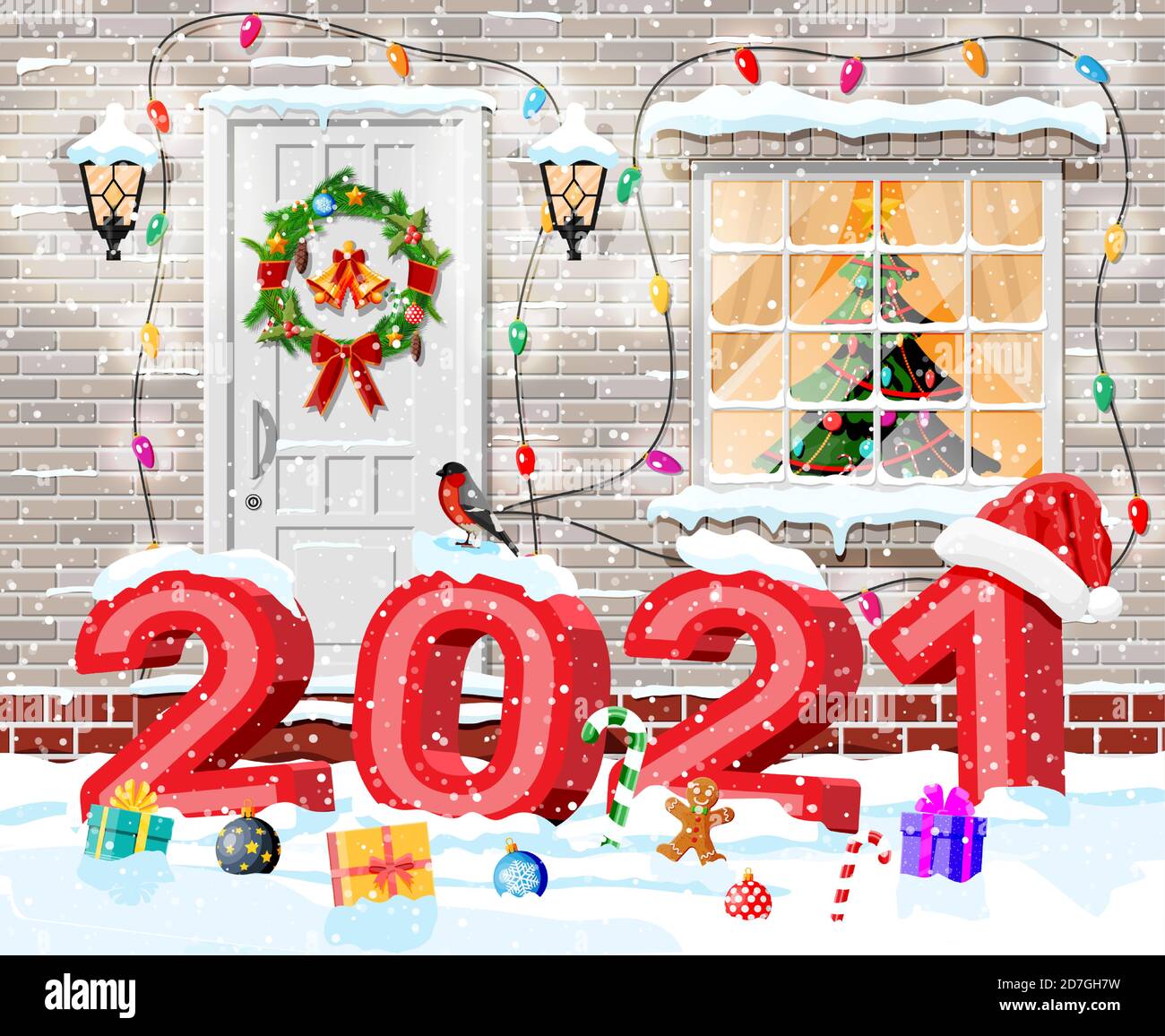 Christmas wreath 2021 new Stock Vector Images - Alamy