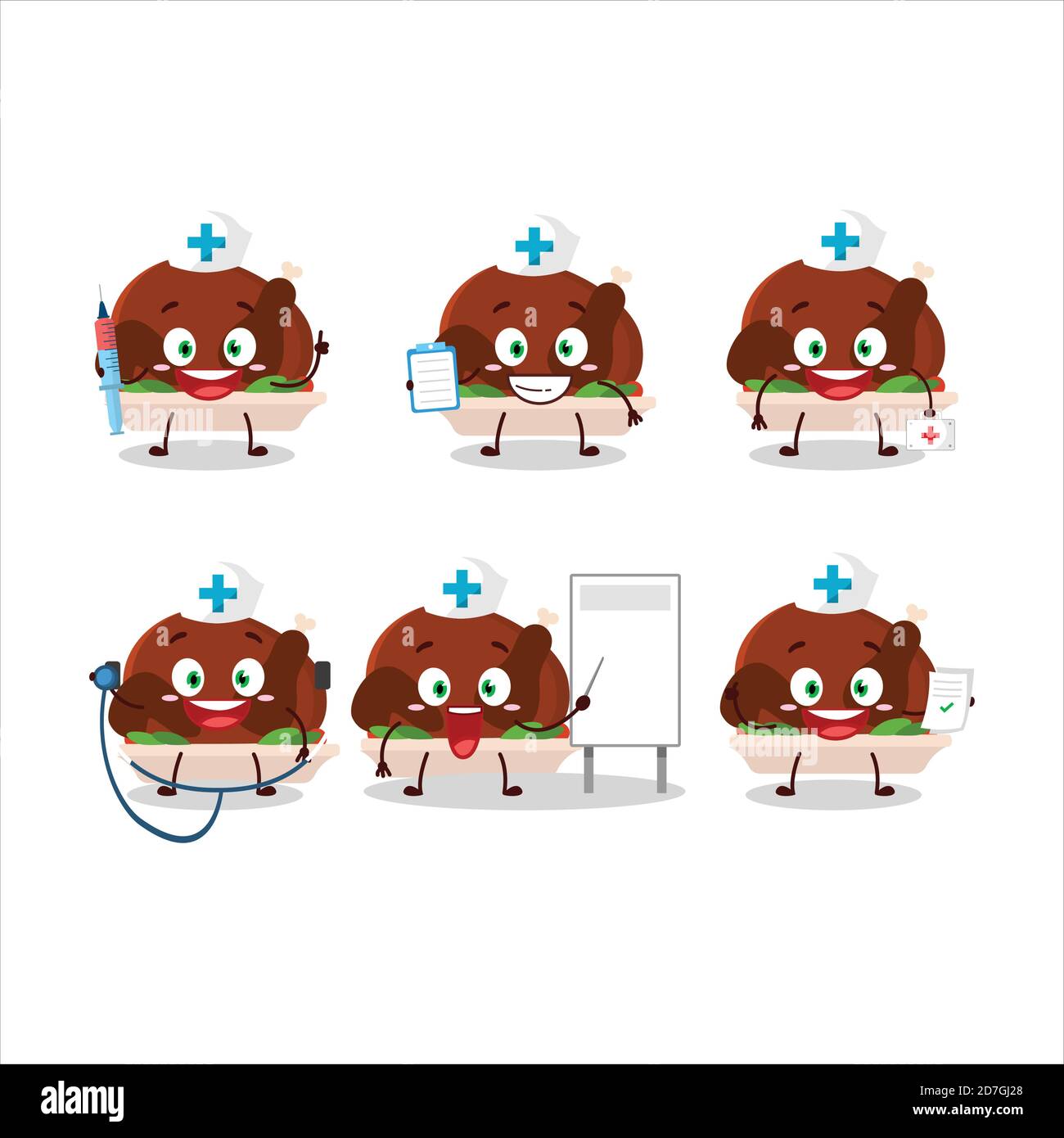 Doctor profession emoticon with turkey meat cartoon character Stock ...
