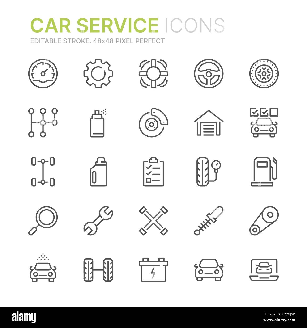 Collection of car service line icons. 48x48 Pixel Perfect. Editable ...
