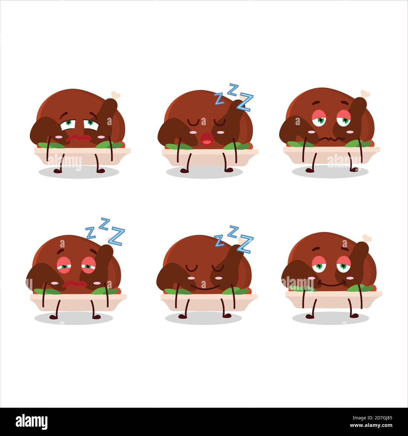 Cartoon character of turkey meat with sleepy expression Stock Vector ...