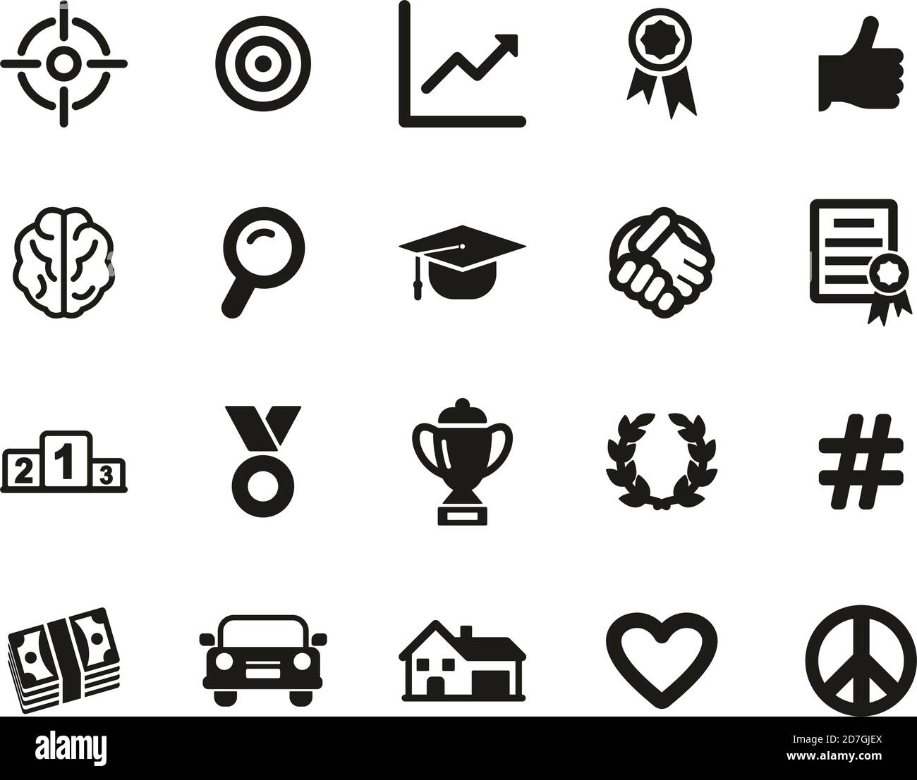 Goal & Aspiration Icons Black & White Set Big Stock Vector Image & Art ...