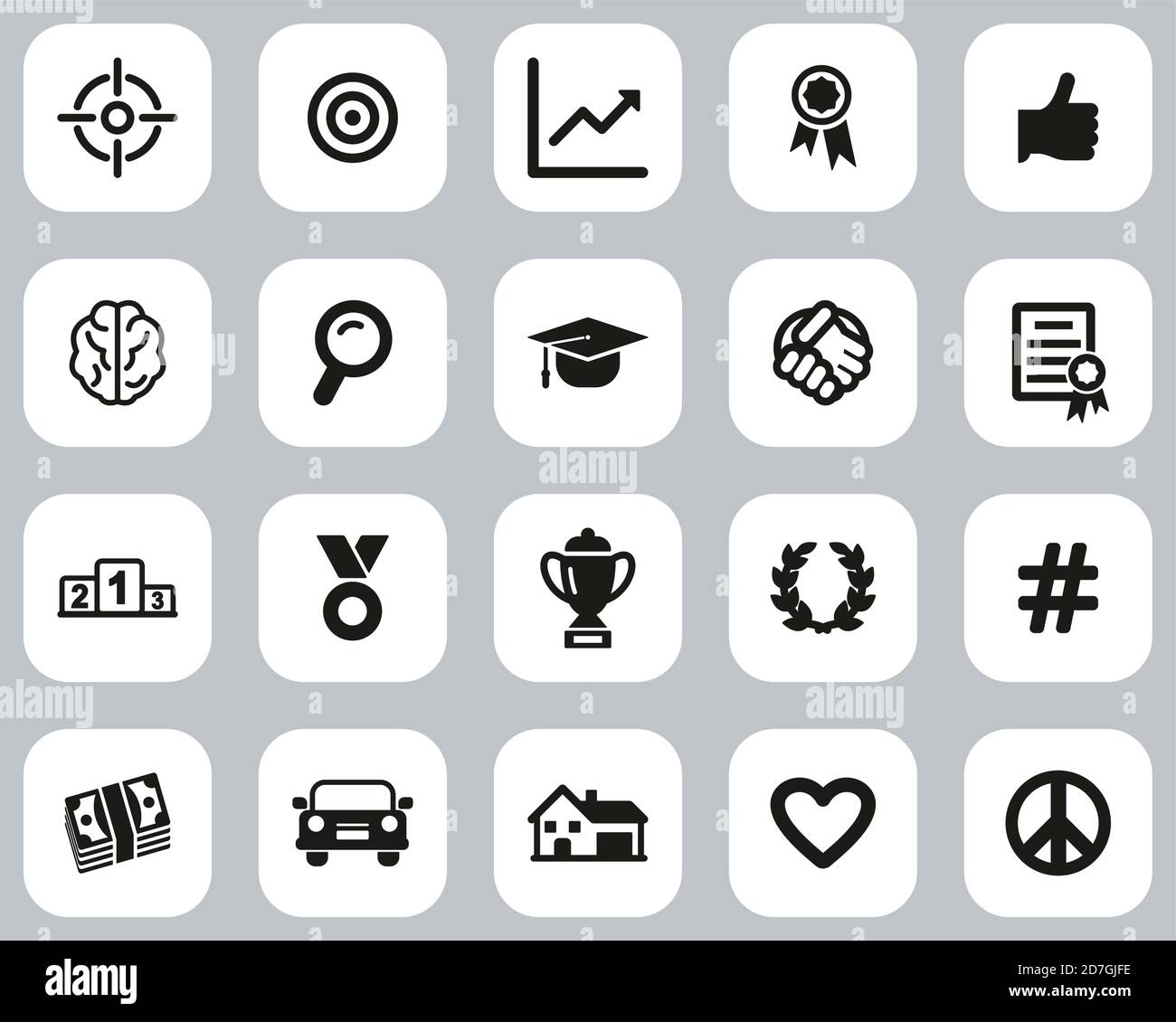 Goal & Aspiration Icons Black & White Flat Design Set Big Stock Vector ...