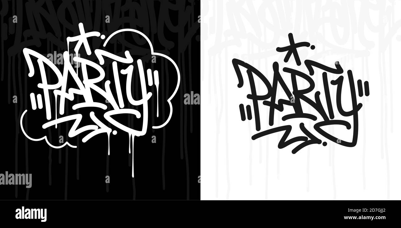 Word Party Abstract Hip Hop Hand Written Graffiti Style Vector ...