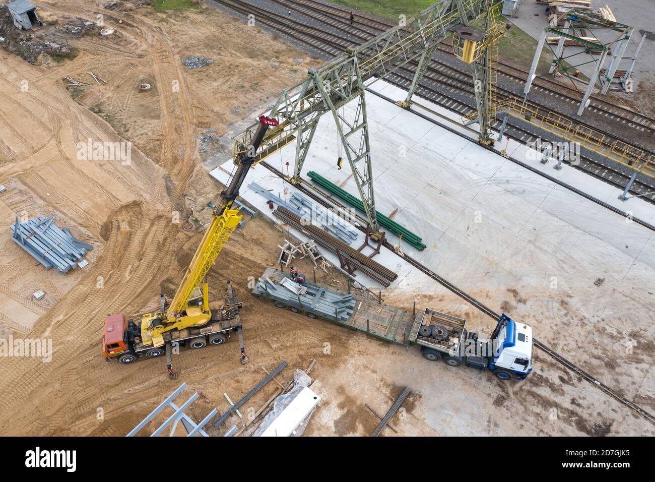 MOSTY, BELARUS - SEPTEMBER 2020: panorama of a construction site at a ...