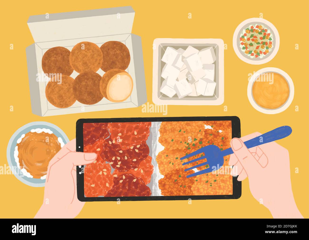 Delicious food top view flat design illustration 006 Stock Vector Image ...