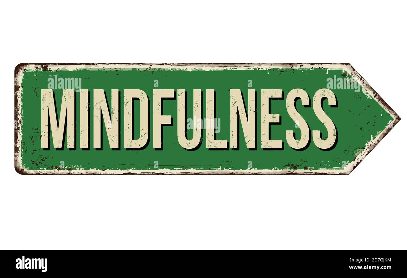 Mindfulness vintage rusty metal sign on a white background, vector ...