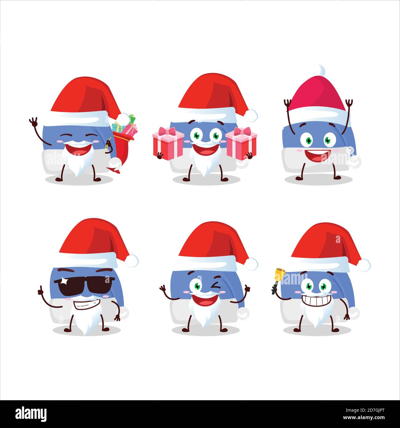Santa Claus emoticons with blue santa hat cartoon character Stock ...