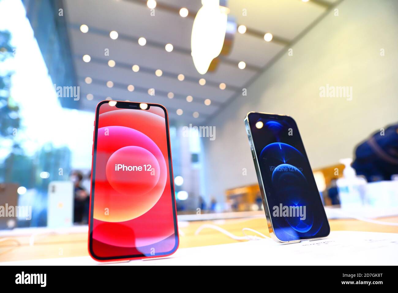 Tokyo, Japan. 23rd Oct 2020. Apple's 5G new iPhone 12 series are seen ...