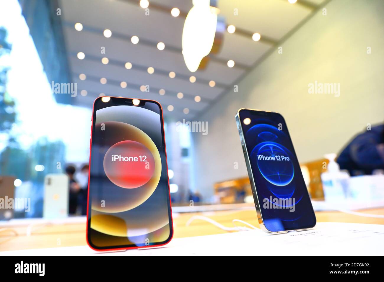 Tokyo, Japan. 23rd Oct 2020. Apple's 5G new iPhone 12 series are seen ...