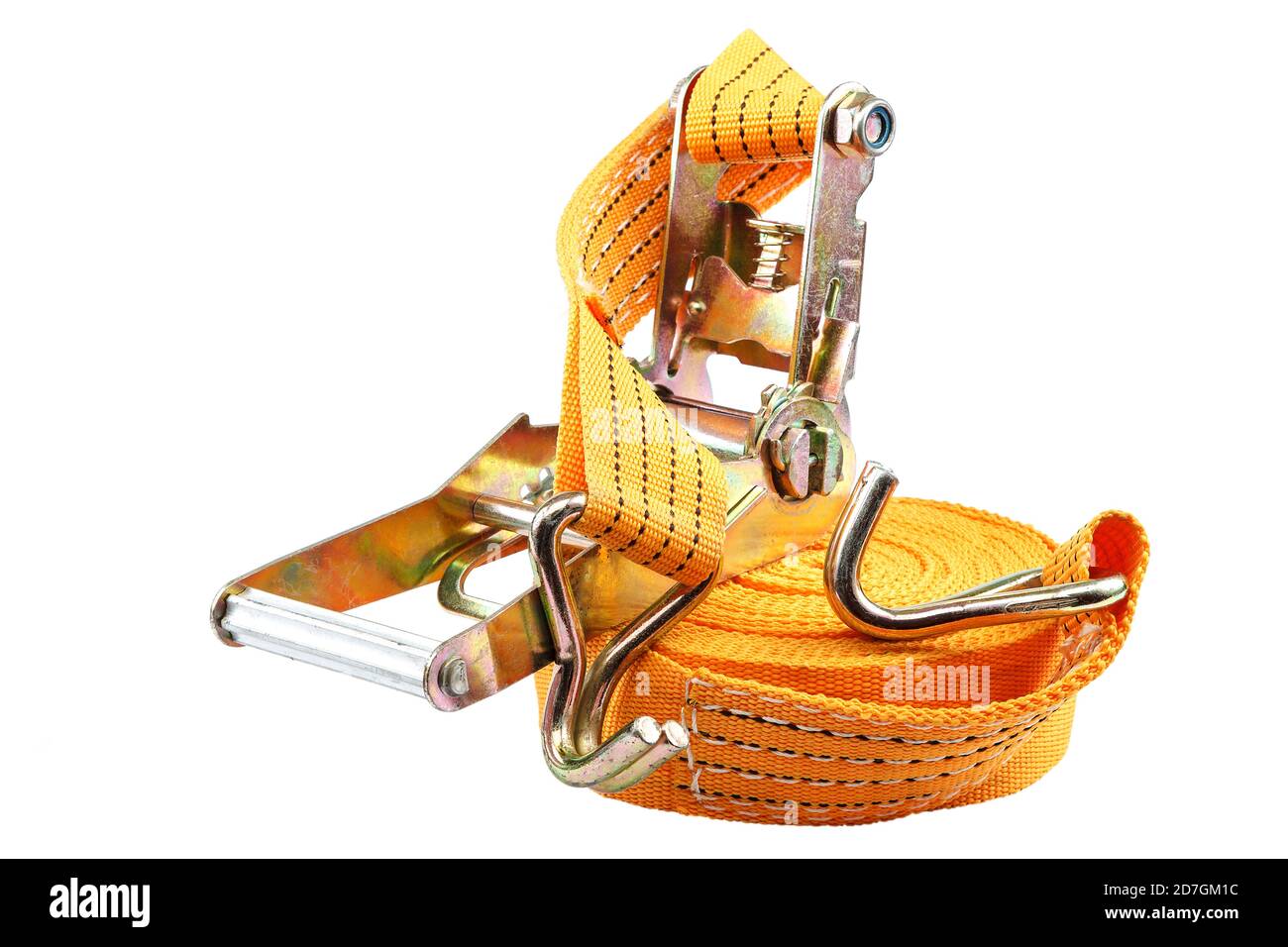 The mechanism for securing cargo ties is isolated on a white background ...