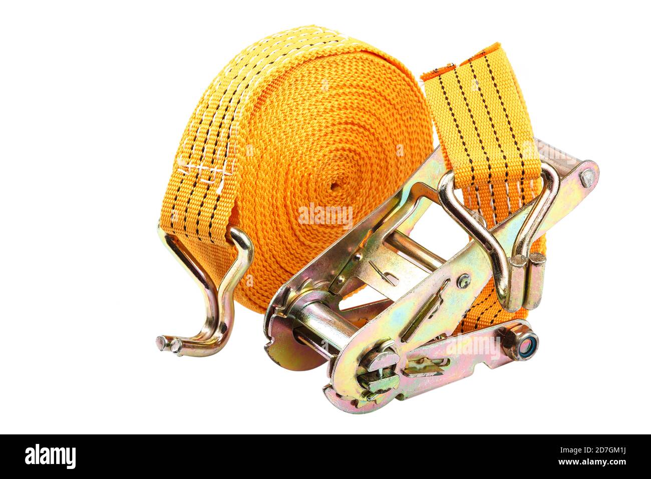 The mechanism for securing cargo ties is isolated on a white background ...