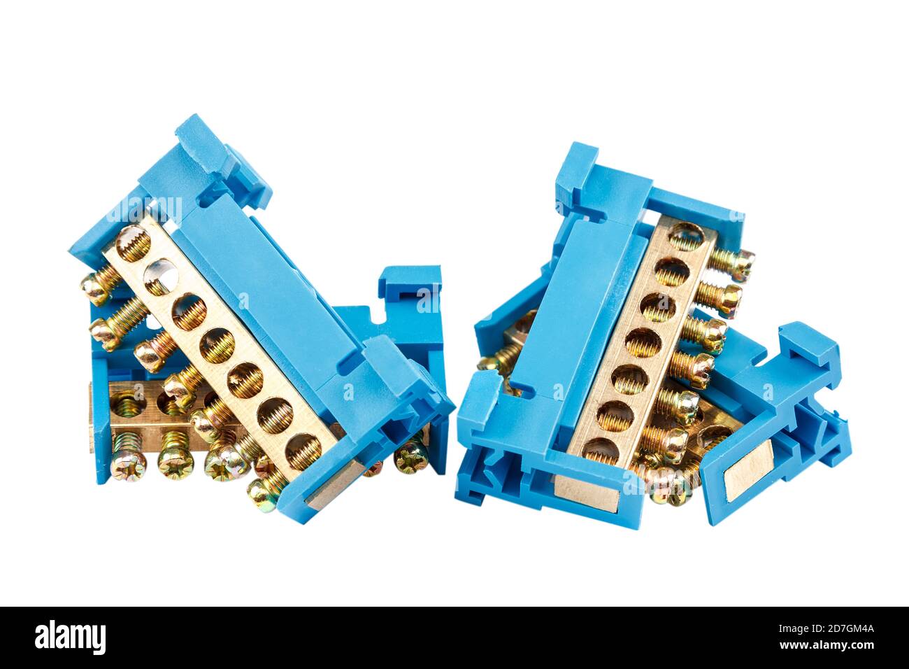 Electrical terminal blocks isolated on white background Stock Photo - Alamy
