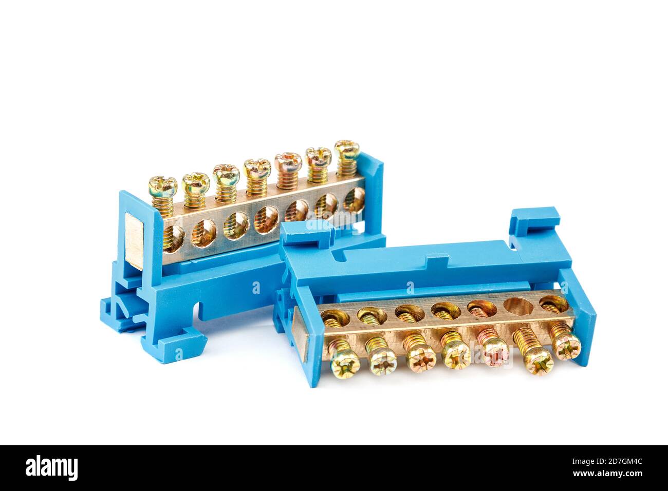 Electrical terminal blocks isolated on white background Stock Photo - Alamy
