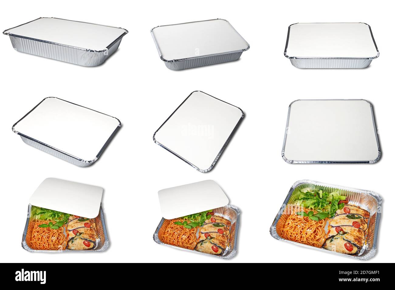 Metal Take Away Box for baked food Open with italian food and Closed ...