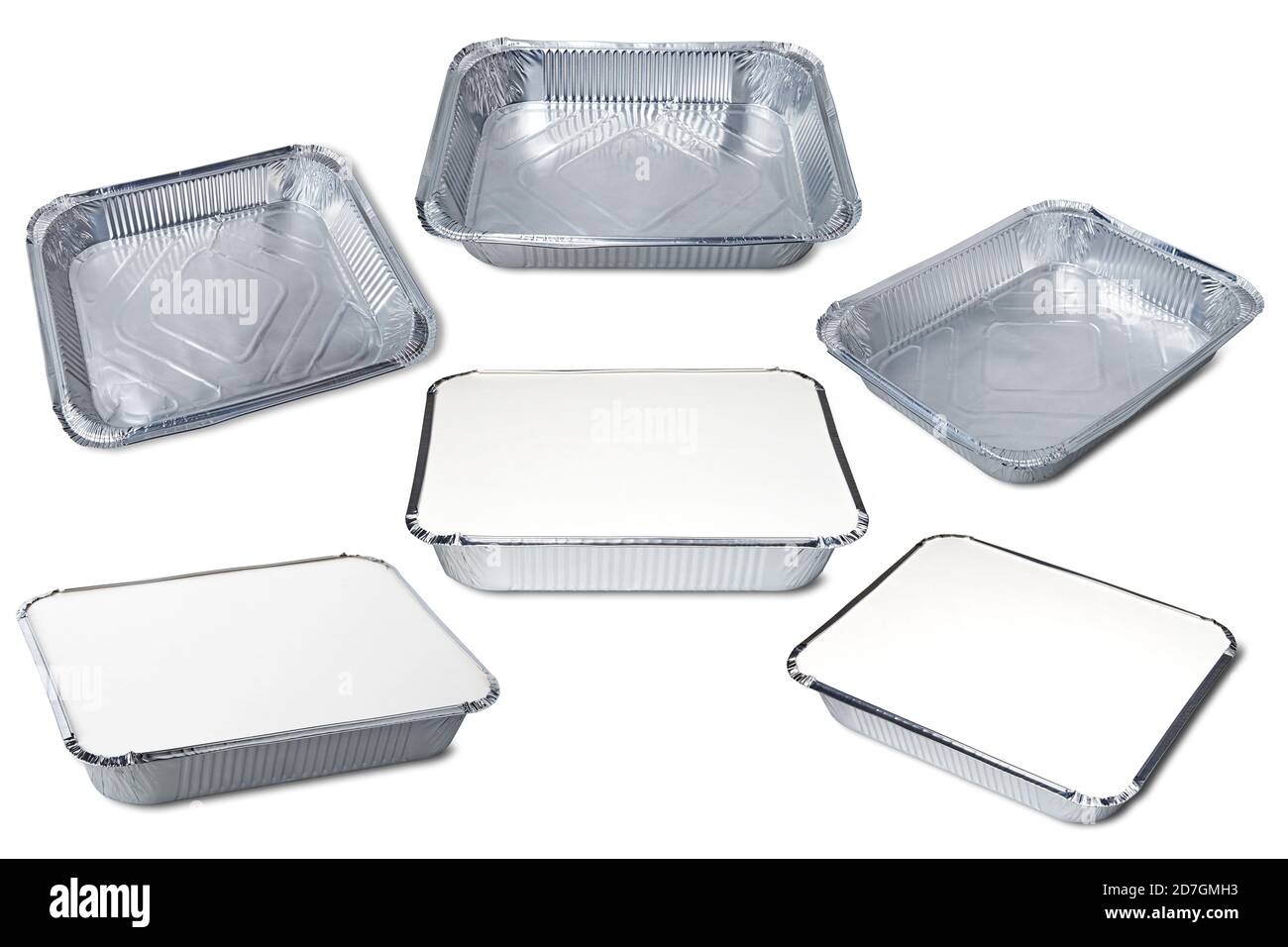 Metal Take Away Box for baked food Open and Closed. Isolated with ...