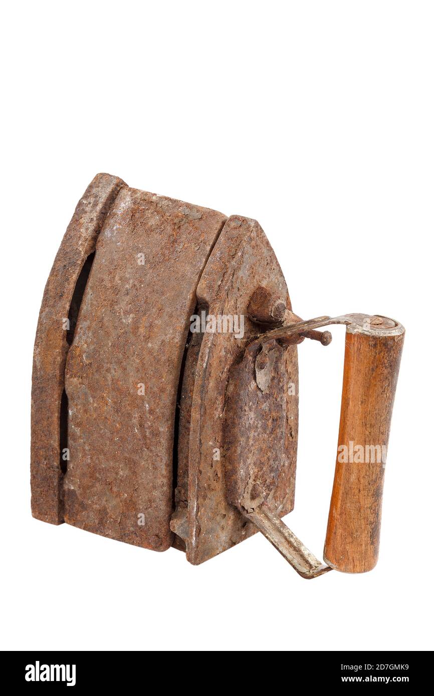 Ancient iron isolated on a white background Stock Photo - Alamy