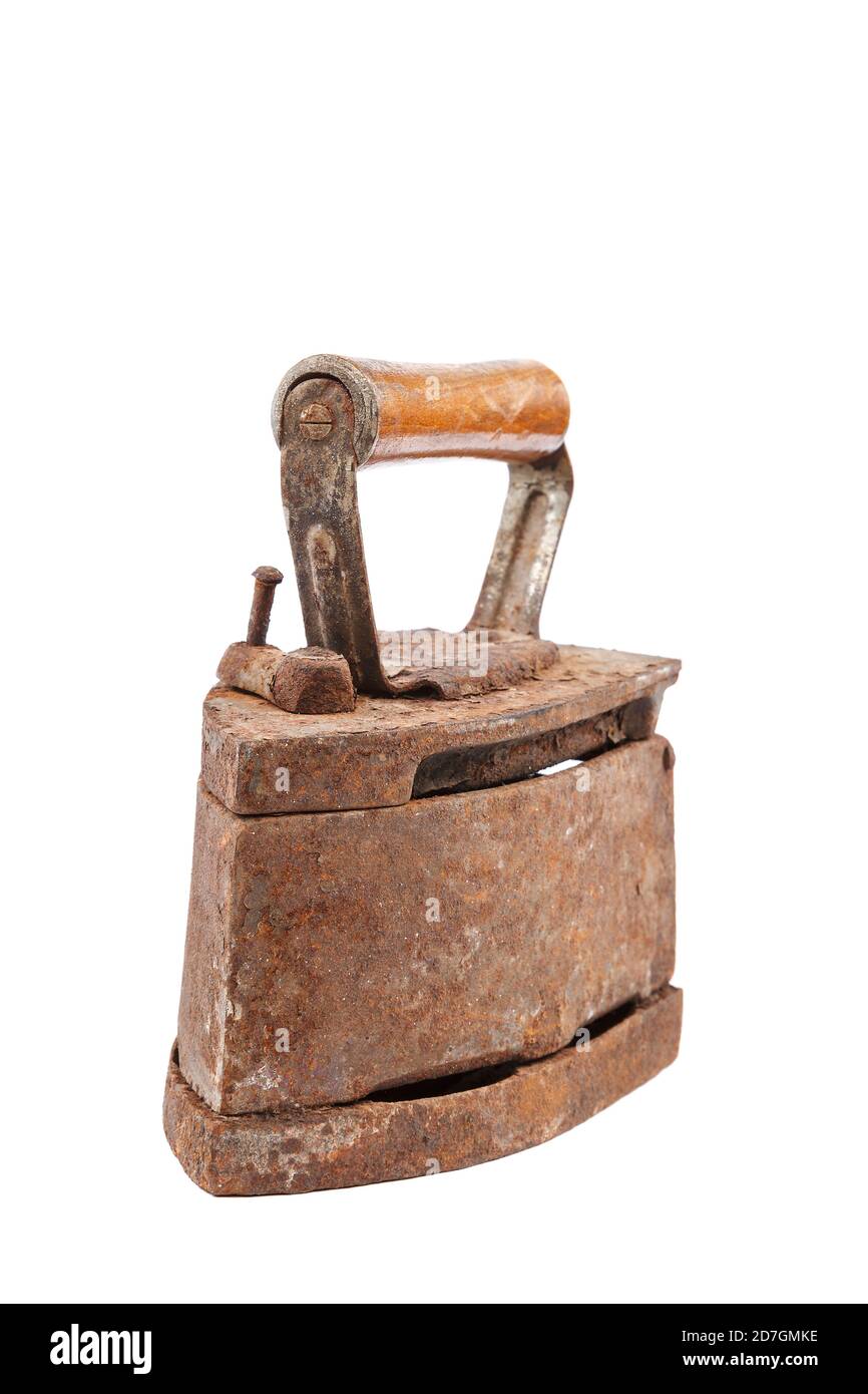 Ancient iron isolated on a white background Stock Photo - Alamy