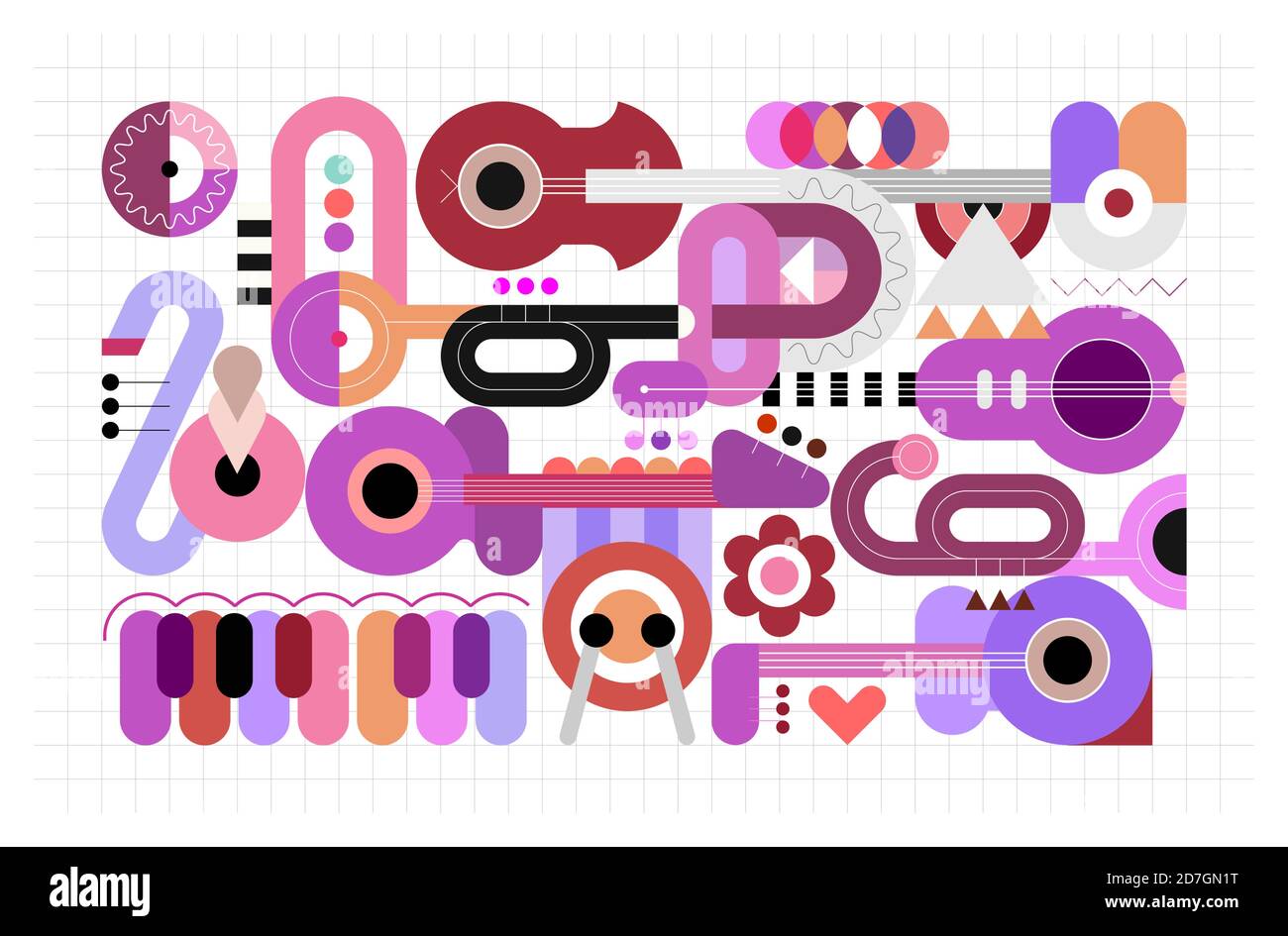Geometric style vector illustration of different musical instruments on ...