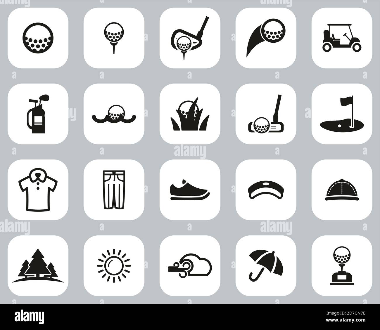 Golf Sport & Golf Equipment Icons Black & White Flat Design Set big ...