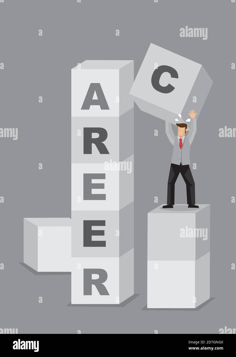 Career concept with businessman on top of blocks Stock Vector Images ...