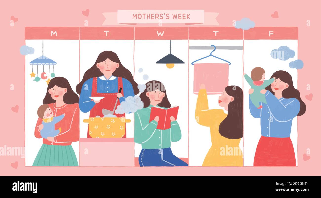 Daily routine or activities cartoon illustration 001 Stock Vector Image ...