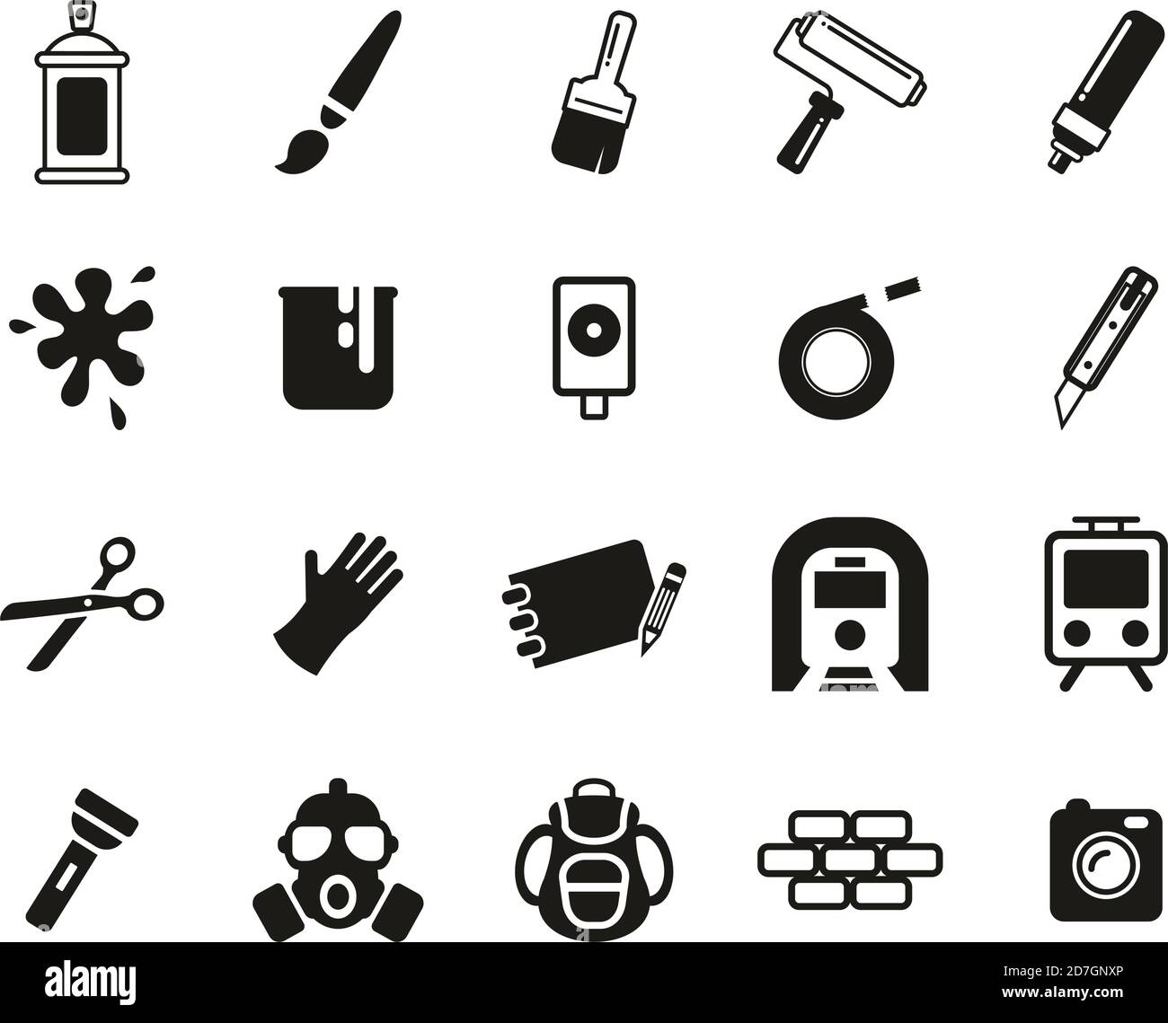 Graffiti Art & Street Art Icons Black & White Set Big Stock Vector ...