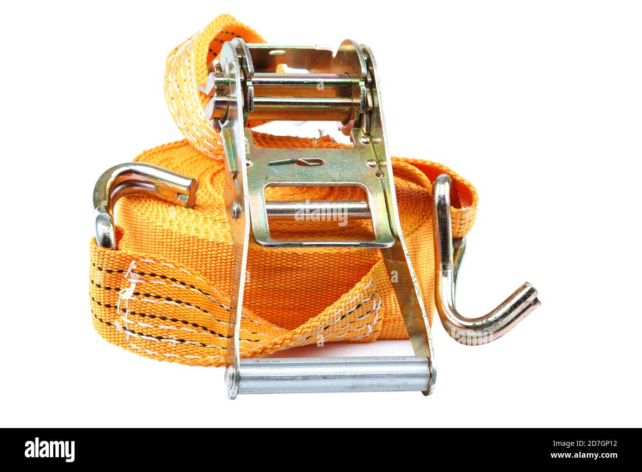 The mechanism for securing cargo ties is isolated on a white background ...