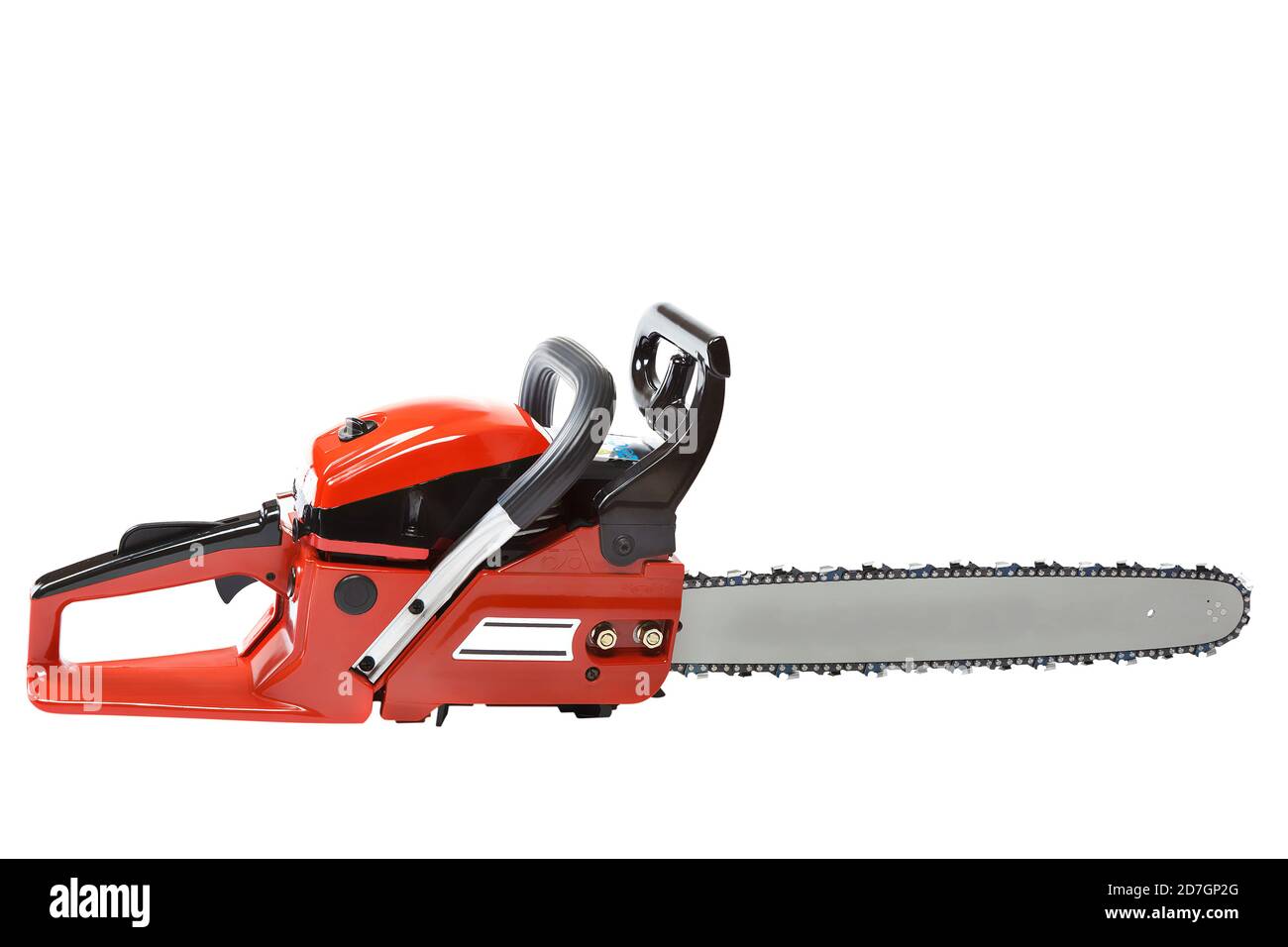 Modern chainsaw isolated on a white background Stock Photo - Alamy