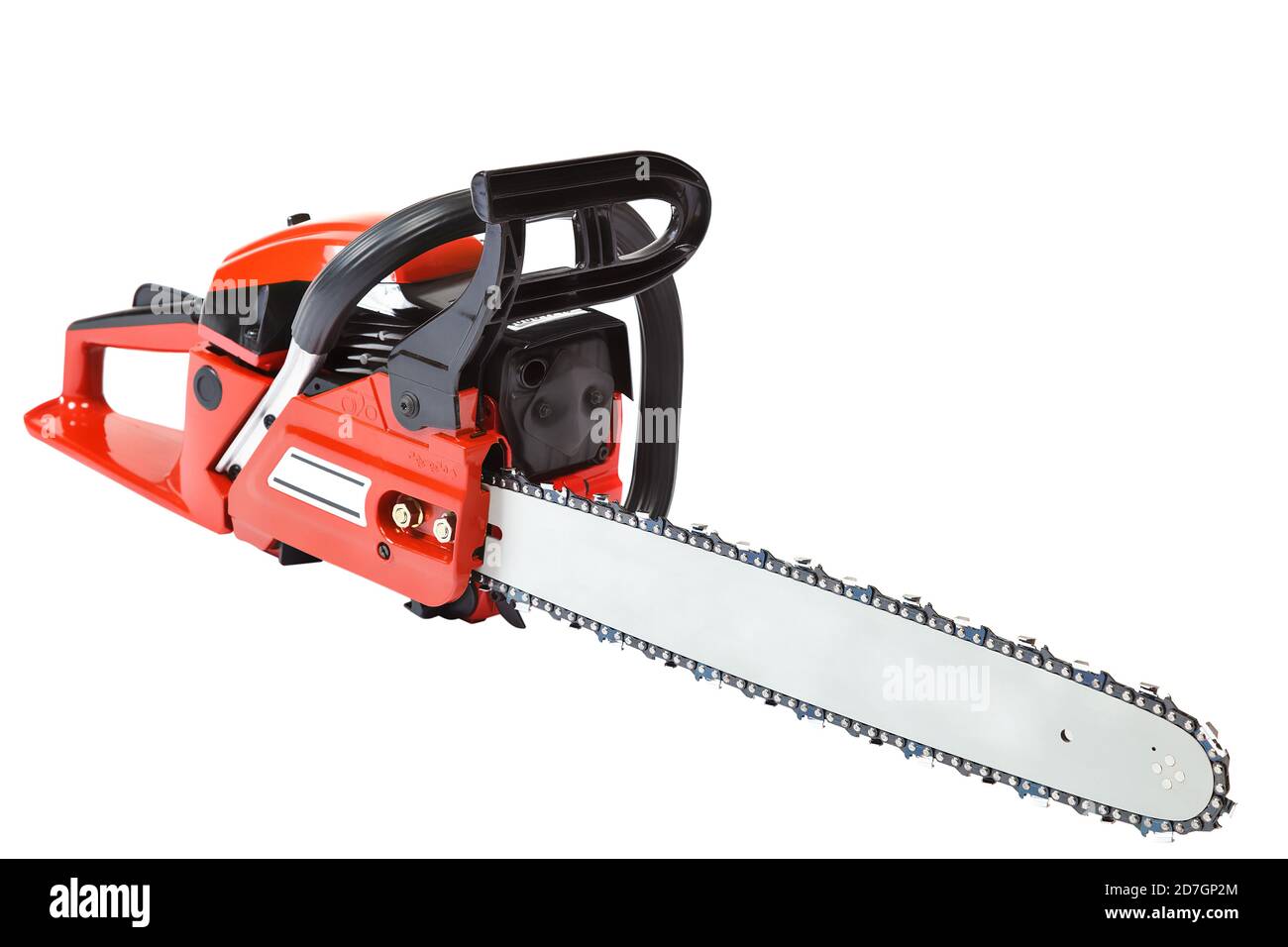 Modern chainsaw isolated on a white background Stock Photo - Alamy
