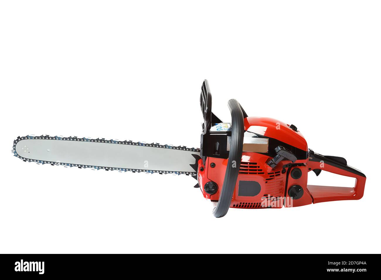 Modern chainsaw isolated on a white background Stock Photo - Alamy