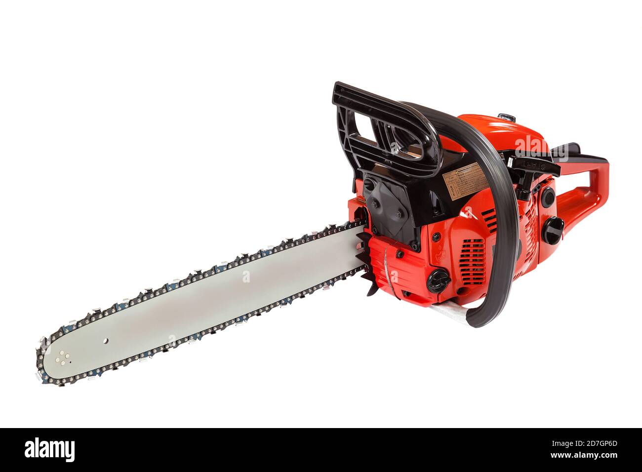 Modern chainsaw isolated on a white background Stock Photo - Alamy