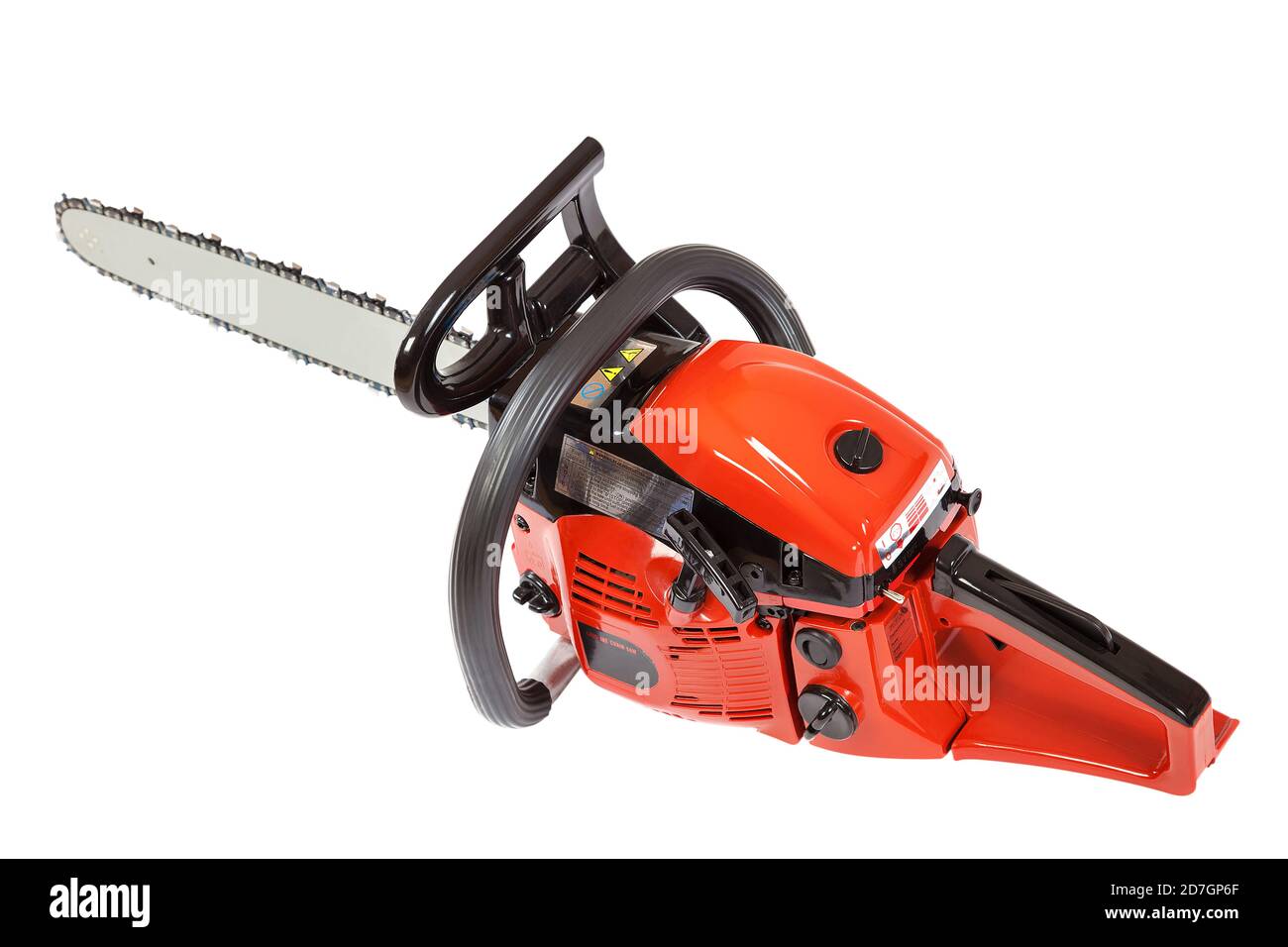 Modern chainsaw isolated on a white background Stock Photo - Alamy