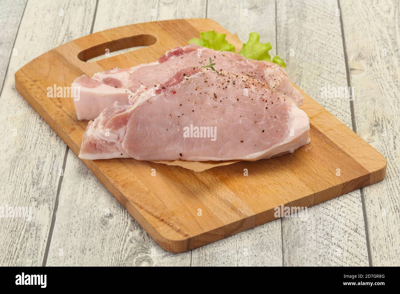 Raw pork meat steak ready for grill Stock Photo - Alamy