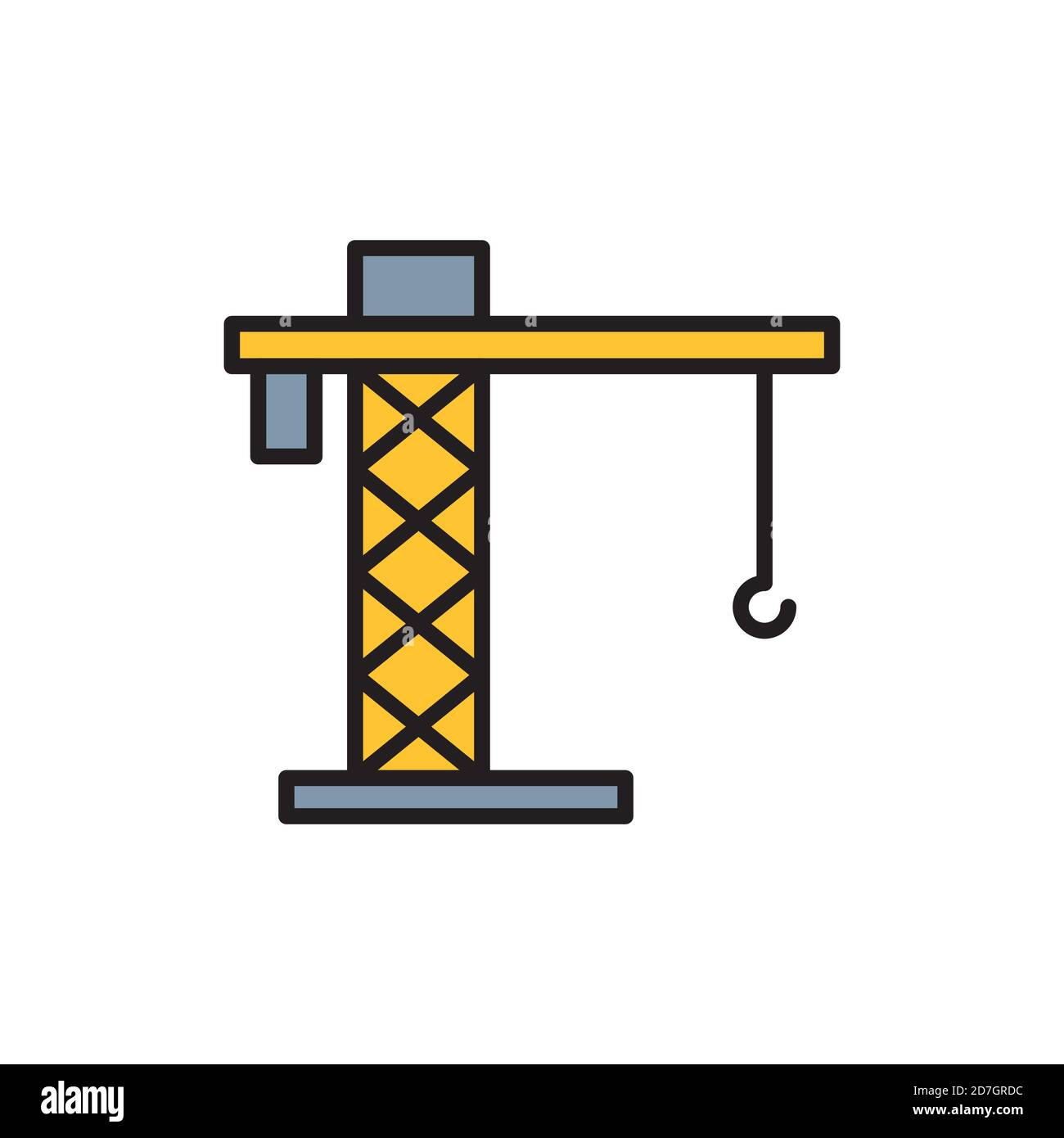 Tower crane vector icon symbol construction tools isolated on white ...
