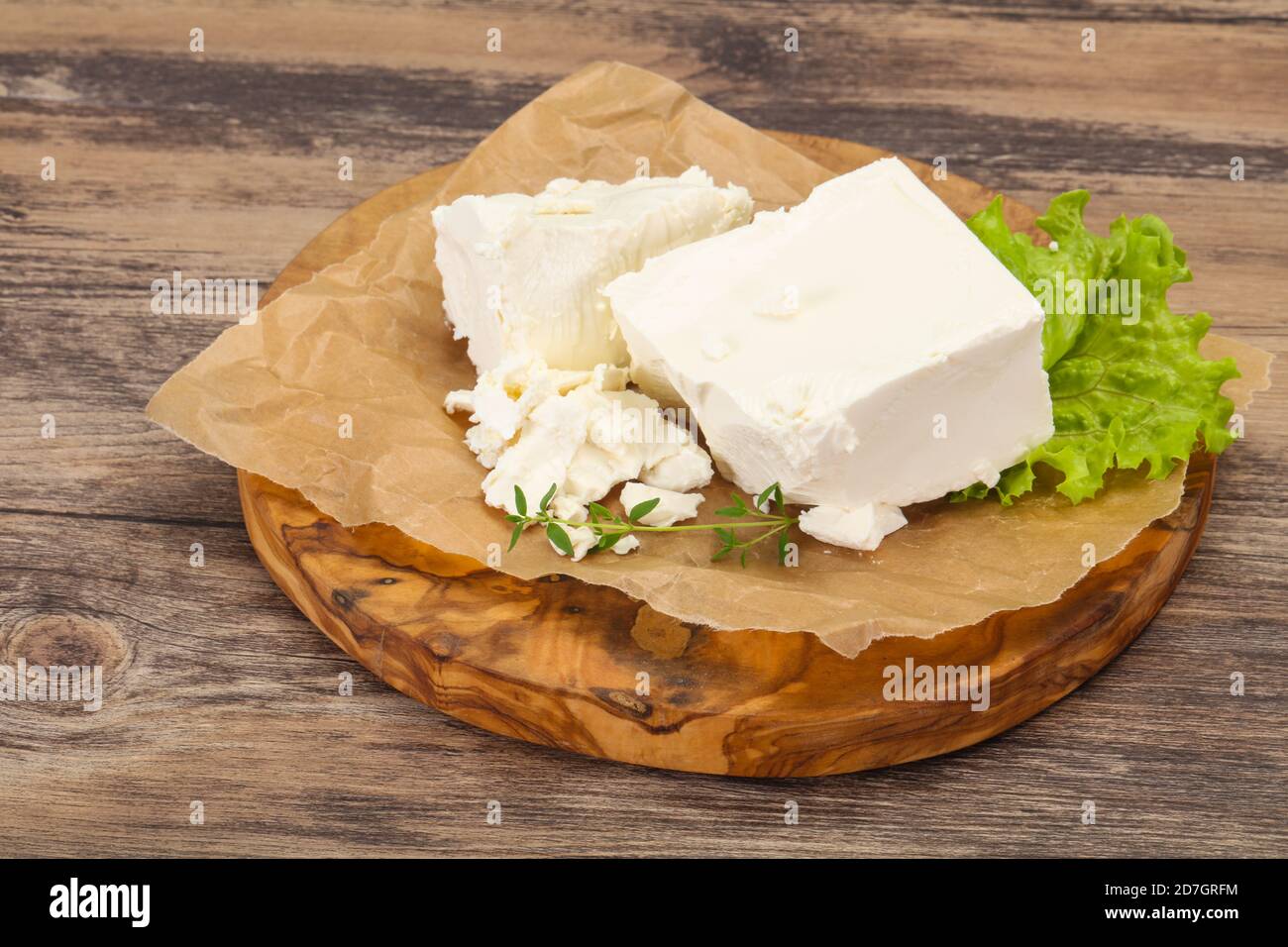 Greek traditional Feta soft cheese in the plate Stock Photo - Alamy