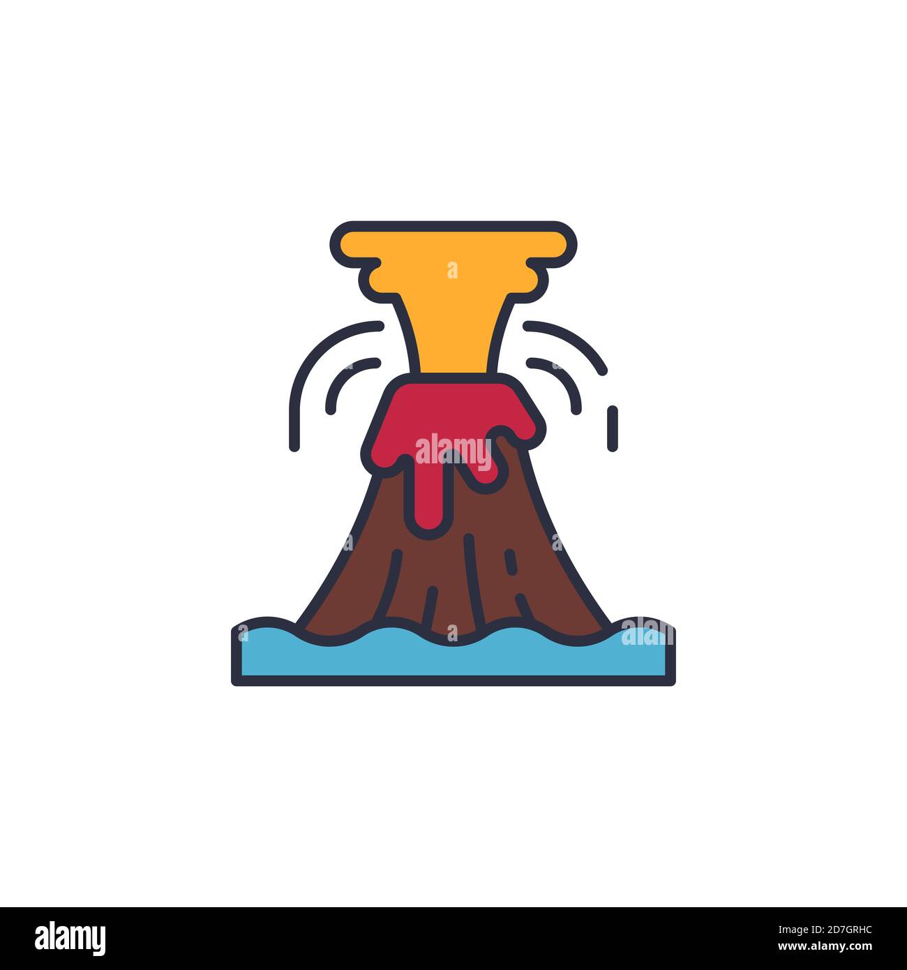 Volcano eruption vector icon symbol disaster isolated on white ...