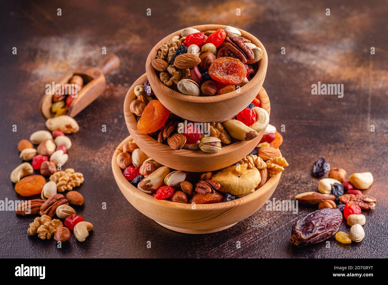 Healthy Snack of Nuts and Dried Fruit Stock Photo - Alamy