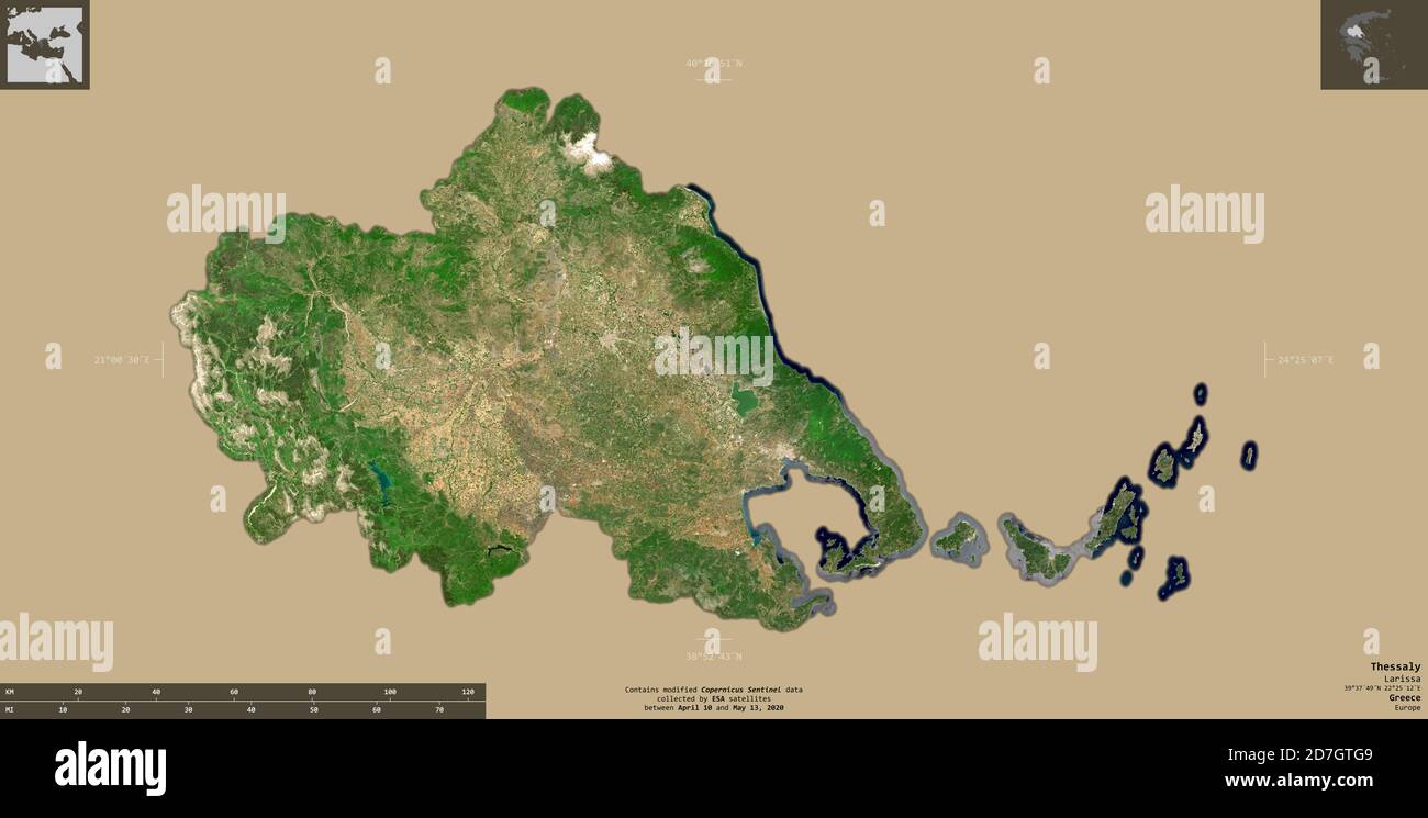 Thessaly, decentralized administration of Greece. Sentinel-2 satellite ...