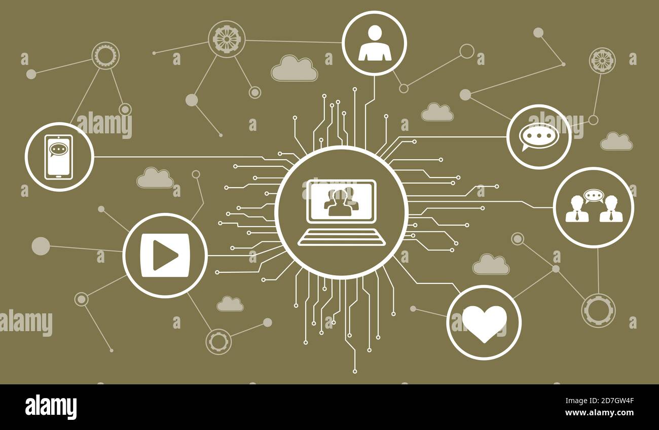 Concept of social media with connected icons Stock Photo - Alamy